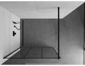 Mexen Kioto sprchová zástěna 100x200 cm 8 mm, černý profil, sklo černý vzor 1, 800-100-101-70-77