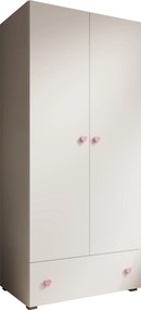 ADRK Furniture Skříň Emily s výklopným dvířkem a držadlem ve tvaru srdce růžová SW-EMI-80-WHP