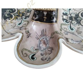 Porcelánová miska s bronzovým lvem – dekorativní servírovací mísa ve stylu Art Nouveau