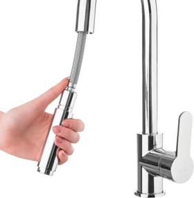 Invena Elia, stojánková dřezová baterie s výsuvnou výlevkou, chromová, INV-BZ-89-W01-C