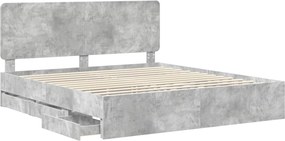 Rám postele s čelo Betonově šedá 180 x 200 cm Inženýrské dřevo 3412570