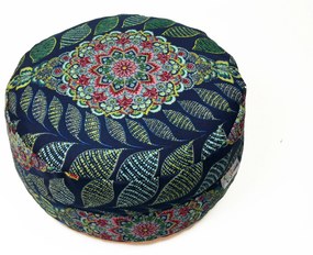 S radostí - vlastní výroba Meditační polštář s lístečkovou mandalou Velikost: ∅30 x v25 cm