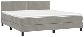 Box spring postel s matrací a LED světle šedá 160x200 cm samet,  3134351