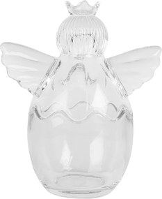 Transparentní skleněná dóza anděl - 15*10*18 cm