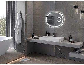 Mexen Umba podsvícené koupelnové zrcadlo s kosmetickým zrcátkem 80 x 60 cm, LED 6000K, ventilátor - 9822-080-060-611-00