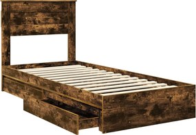 Postel s úložným prostorem se zásuvkou Kouřový dub 75 x 190 cm 3409951