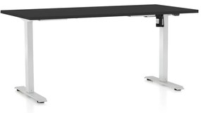 Výškově nastavitelný stůl OfficeTech A, 160 x 80 cm, bílá podnož, černá