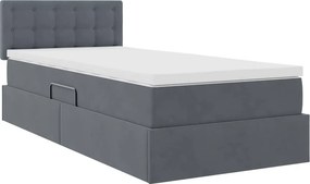 Postel s úložným prostorem s čelo Tmavě šedá 100 x 200 cm samet 3370858