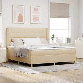 Postel s boxspringem s čelo Krémová 200 x 180 cm textil 3340772