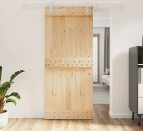 vidaXL Posuvné dveře s kováním 90 x 210 cm masivní borové dřevo [3203029]