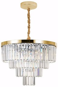 Toolight Toolight, závěsný křišťálový stropní lustr 58cm, 6xE14, APP1533-6CP4, zlatá, OSW-03255
