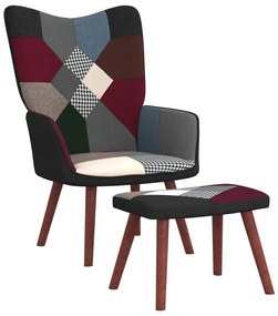 328196 vidaXL Relaxační křeslo se stoličkou patchwork textil