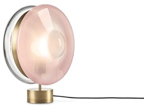 Bomma Orbital skleněná stolní lampa Barva: Růžová, Barva kování: Patinovaná mosaz