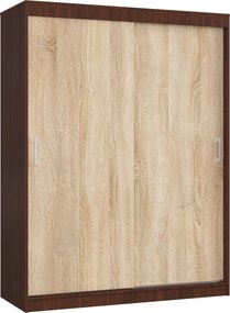 Šatní skříň posuvná Mono 150 cm wenge/dub sonoma