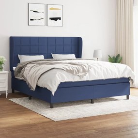 Box spring postel s matrací modrá 160x200 cm textil,  3127979