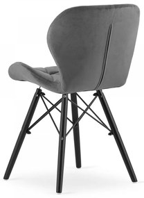 SUPPLIES LAGO Skandinávská sametová jídelní židle - šedá barva