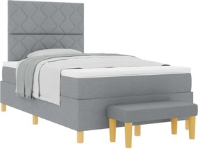Postel s boxspringem s čelo Světle šedá 190 x 120 cm textil 3344359