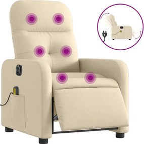 Elektrické masážní polohovací křeslo krémové textil 3206794