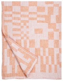 Lněný ručník Koodi, oranžovo-růžový, Rozměry  95x180 cm