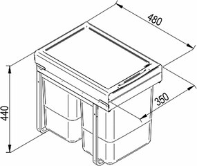 Sada odpadkových košů 2x20L | výsuvné