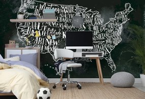 Samolepící tapeta naučná mapa USA s jednotlivými státy - 375x250 cm