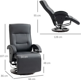 HOMCOM Záclonová křeslo s otáčením, TV křeslo s funkcí sklopení, polohovatelné křeslo s nastavitelným opěradlem, podnožka, lounge křeslo do obývacího…