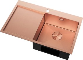 Mexen Exar ocelový dřez s jednou komorou a odkapávačem, pravý 780 x 480 mm, měď HC - 6434781010P-65HC