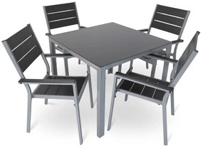Zahradní sestava Fargo 2, čtverec - 4 místa, černá / šedá