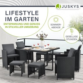 Juskys Polyratanová zahradní sestava Baracoa pro 8 osob Velikost: L