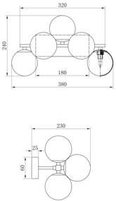 Maytoni MOD547WL-05B - Nástěnné svítidlo DALLAS 5xG9/28W/230V černá