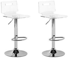 Sada dvou barových židlí průhledný bílý plast  MALTA  Beliani
