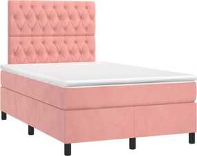 Box spring postel s matrací růžová 120 x 200 cm samet 3143198