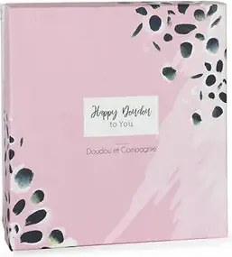 Doudou Dárková sada růžová - králíček s čtvercovou dečkou 25 cm / od 0