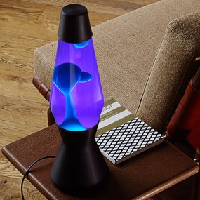 Mathmos Astro Black, originální lávová lampa, matně černá s fialovou tekutinou a tyrkysovou lávou, výška 43cm