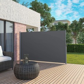 Boční sluneční clona, vysouvací venkovní sluneční clona, 180x300 cm (v x š), kouřově šedá