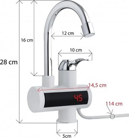 Erga Hiteo, LCD elektrický průtokový okamžitý ohřívač vody 3600W, chromová-bílá, ERG-YKA-BZ.HITEO