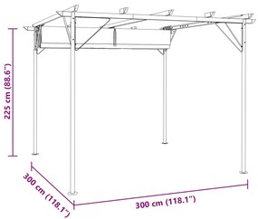 vidaXL Marketos Pergola se zatahovací střechou krémově bílá 3 x 3 m ocel