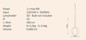 Sikrea Závěsné svítidlo EMY Ø10 cm, 1xG9 Barva skla: Měděná, Barva montury: Matná černá, Typ montury: Zápustná