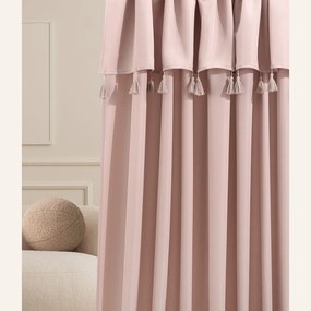 Room99 Hotový závěs na kroužcích s třásněmi Astoria Jednobarevný Barva: Růžová, Velikost: 140 x 250 cm