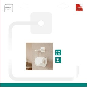Matně bílý kovový držák na toaletní papír bez vrtání Fixeo – douceur d'intérieur