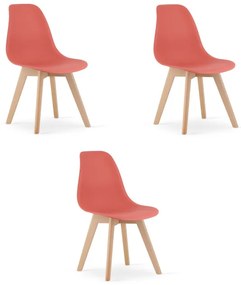 Set tří jídelních židlí KITO cihlové / hnědé nohy (3 ks)