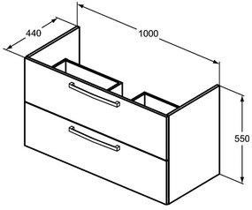 Ideal Standard Tempo - Skříňka pod umyvadlo 1000 mm (2 zásuvky), Lesklý lak bílý, E1105WG