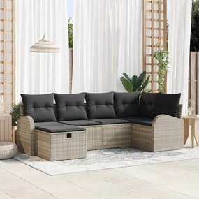 Set pohovek 6 ks Světle šedá polyratan 3359081
