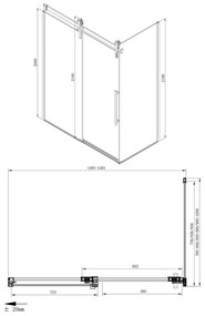Gelco Volcano Black sprchové dveře dvoudílné posuvné 1500 mm, GV1415