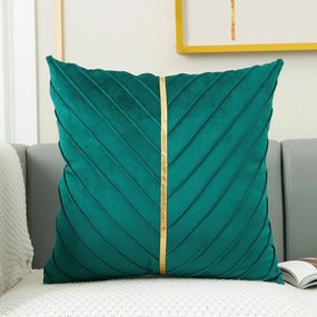 Elegantní dekorační potah na polštářek se zlatým proužkem Barva: zelená