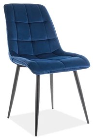 Jídelní židle CHIC VELVET černá Signal Modrá