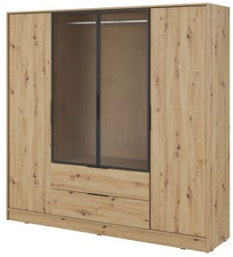 Šatní skříň Kelly 4D RM s tyčí 206 cm dub artisan