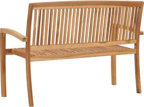 vidaXL Marketos Stohovatelná zahradní lavice s poduškou 128,5 cm masivní teak