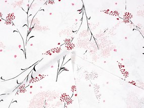 Biante Bavlněný závěs Sandra SA-088 Vínovo-růžové luční květiny na bílém 140x180 cm