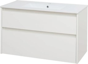 Mereo Mereo, Opto, koupelnová skříňka s keramickým umyvadlem 101 cm, bílá, dub, bílá/dub, černá, CN912